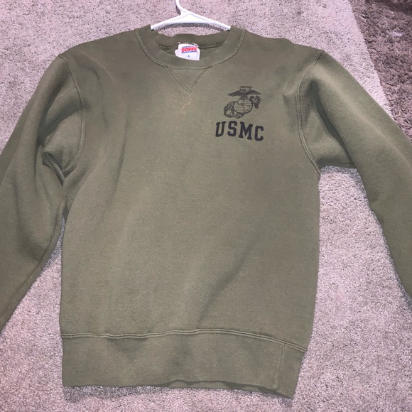 Soffe | Sweaters | Usmc Army Green Sweatshirt | Poshmark